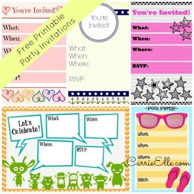 Free Printable Party Invitations - Carrie Elle