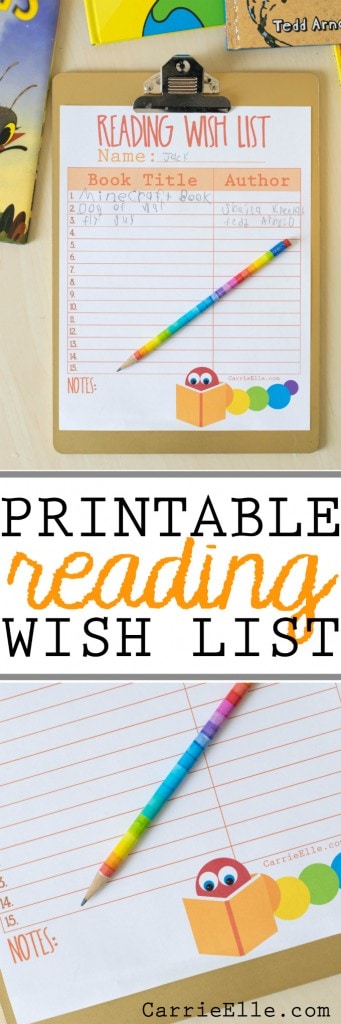Printable Reading Wish List for Kids - Carrie Elle