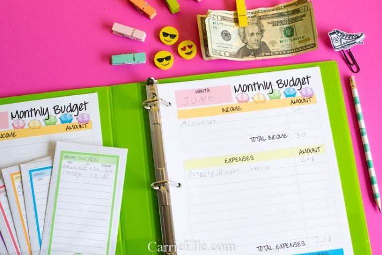 Free Monthly Budget Printable for Kids - Carrie Elle