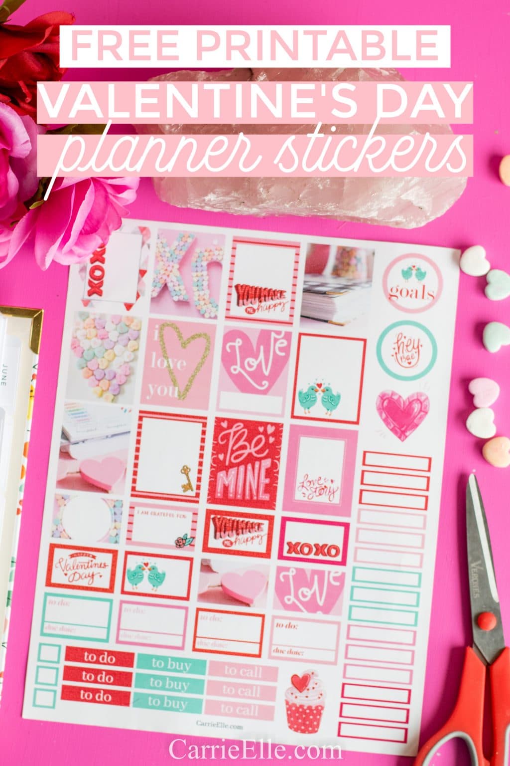 Printable Valentine's Day Planner Stickers - Carrie Elle