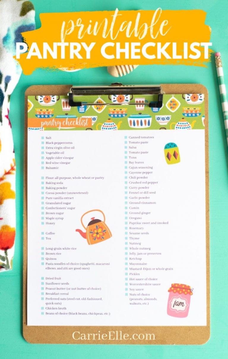 Printable Pantry Staples Checklist - Carrie Elle