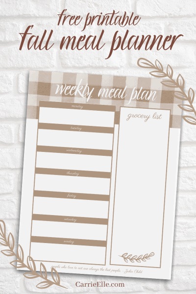 Printable Weekly Meal Planner for Fall - Carrie Elle