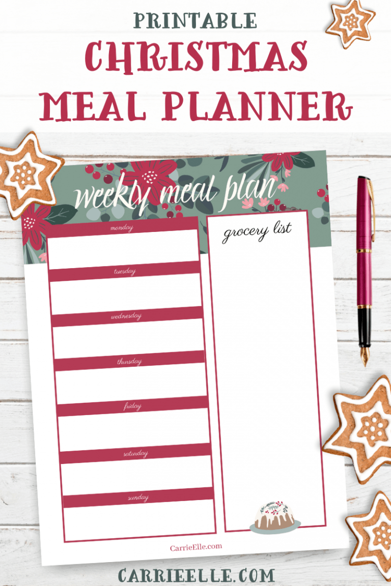 Cute and Simple Printable Christmas Meal Planner - Carrie Elle
