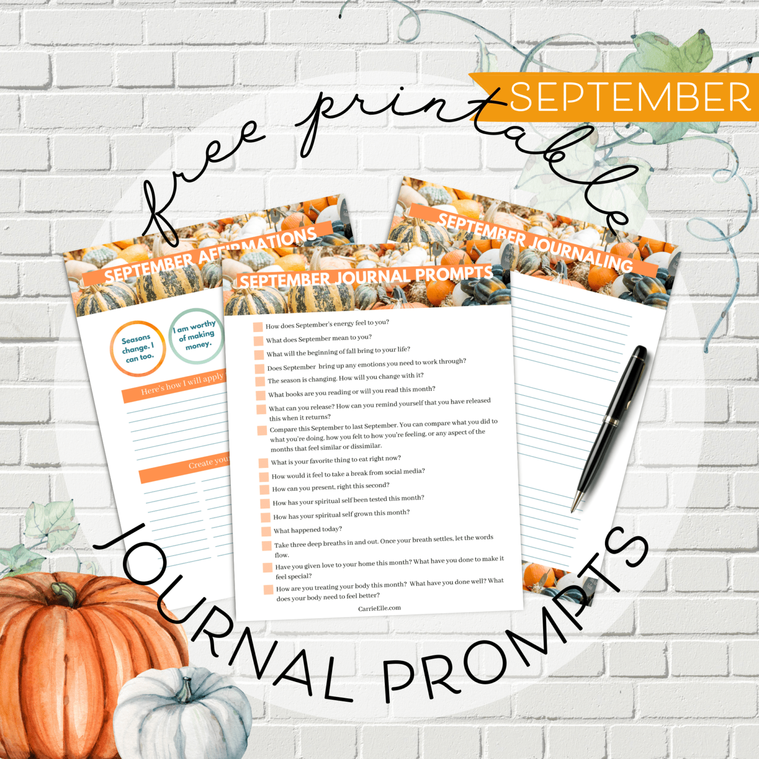 September Journal Prompts, Affirmations, and Journaling Printables ...