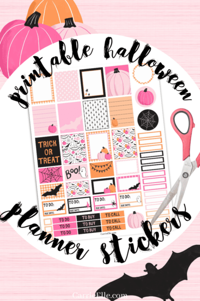 Free Printable Pink and Orange Halloween Planner Stickers - Carrie Elle