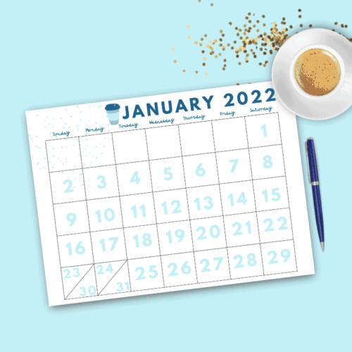 Printable Dated January 2022 Calendar - Carrie Elle