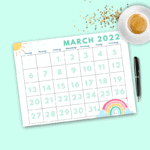 Printable Dated March 2022 Calendar - Carrie Elle