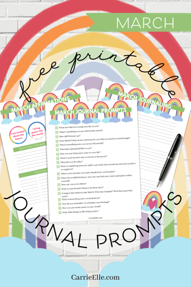 March Journal Prompts, Affirmations, and Printables - Carrie Elle