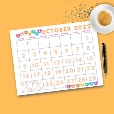 Printable Dated October 2022 Calendar - Carrie Elle