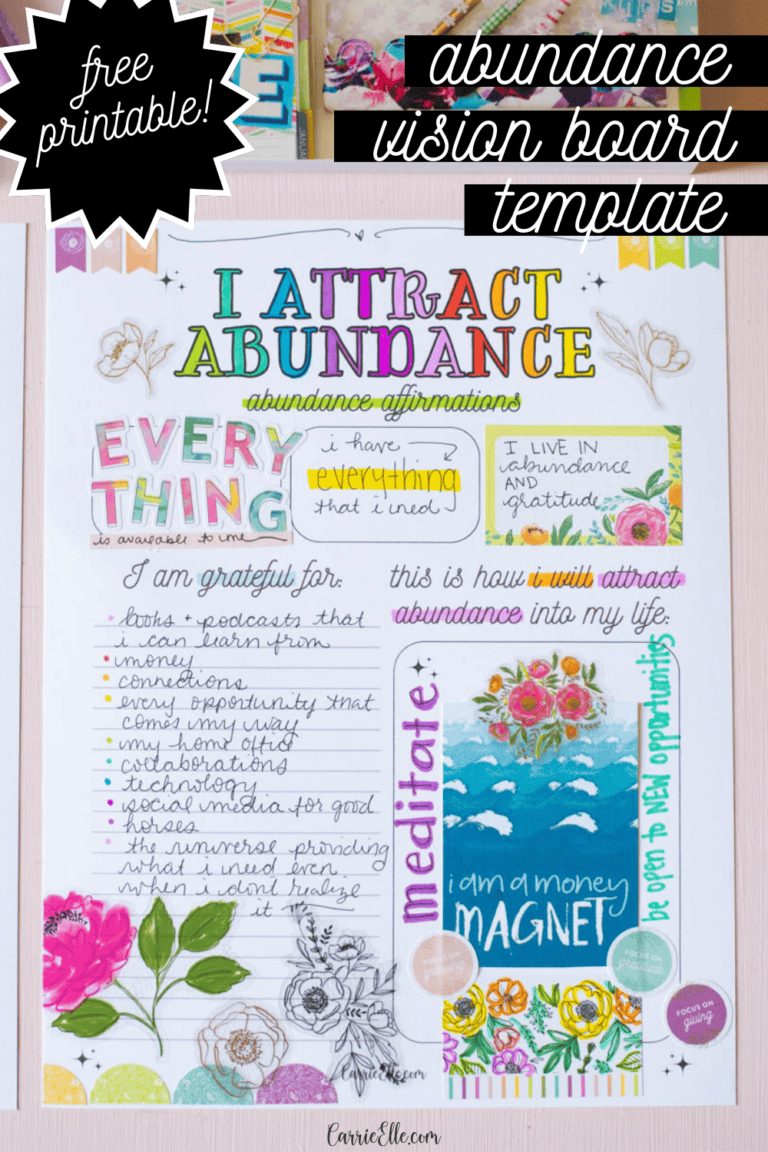 Printable Vision Board Template for Abundance - Carrie Elle