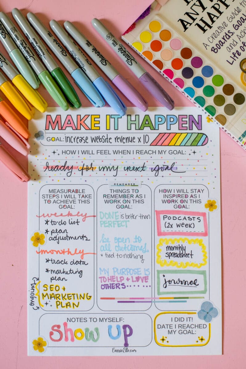 Free Printable Goal Setting Vision Board Template - Carrie Elle