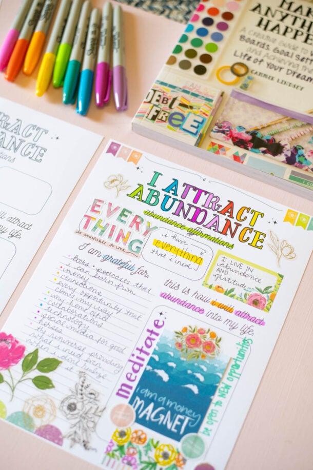 The Ultimate Free Printable Vision Board Kit in Bright Rainbow Colors ...