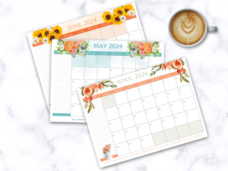 Free Printable 2024 Floral Calendar - Carrie Elle