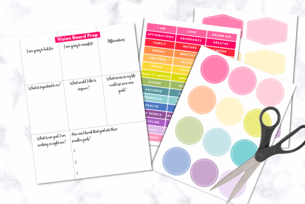 The Ultimate Free Printable Vision Board Kit in Bright Rainbow Colors ...