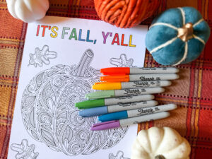 Printable It's Fall Y'all Pumpkin Coloring Page - Carrie Elle