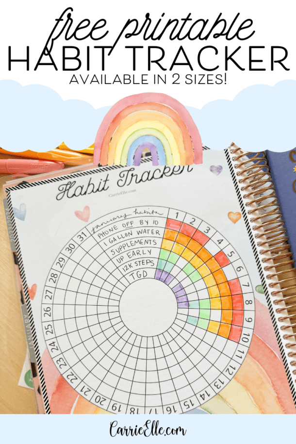 Printable Circular Habit Tracker | Rainbow Design - Carrie Elle