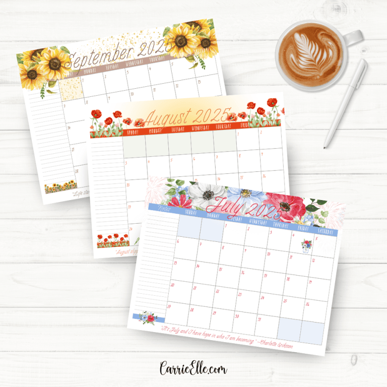 Be Ready to Bloom with Your Free Printable 2025 Floral Calendar ...