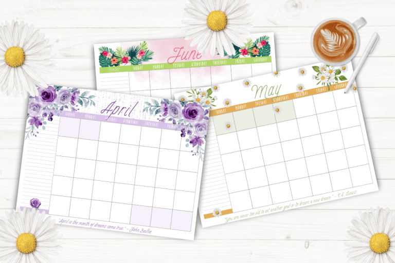 Stay on Track with This Free Printable Undated Floral Calendar - Carrie ...