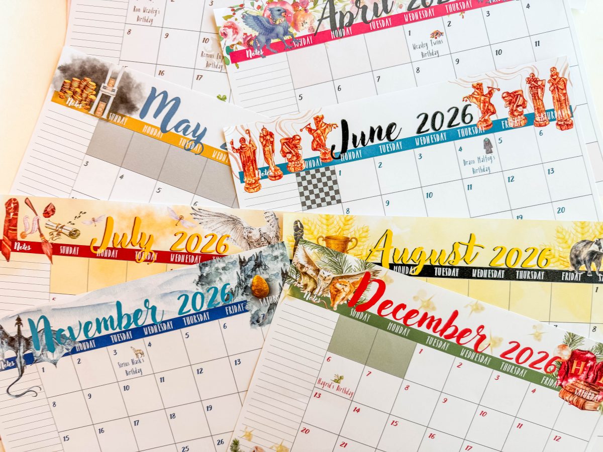 Free Printable 2026 Harry Potter-Inspired Calendar (Wizard Magic for ...